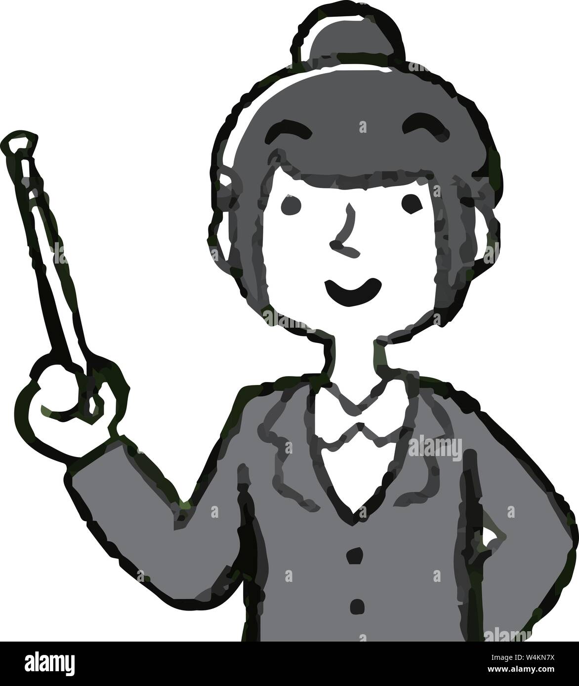 This is a illustration of a job-hunting girl student face and pose ...