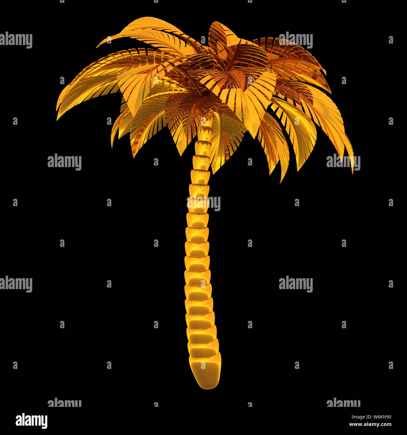 Golden palm tree stylized tropical plant nature. Exotic tourism symbol ...
