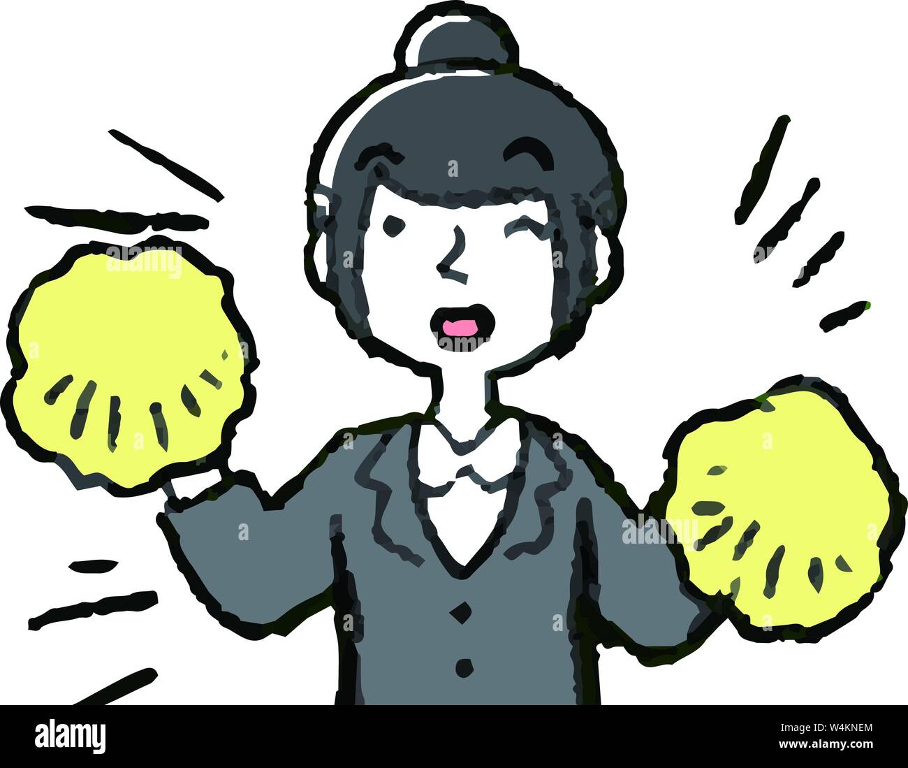 This is a illustration of a job-hunting girl student face and pose ...