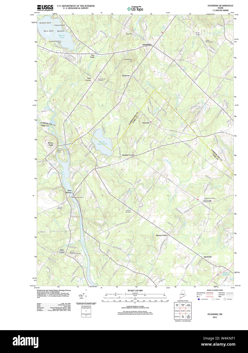 Maine USGS Historical Map Standish 20110825 TM Restoration Stock Photo ...