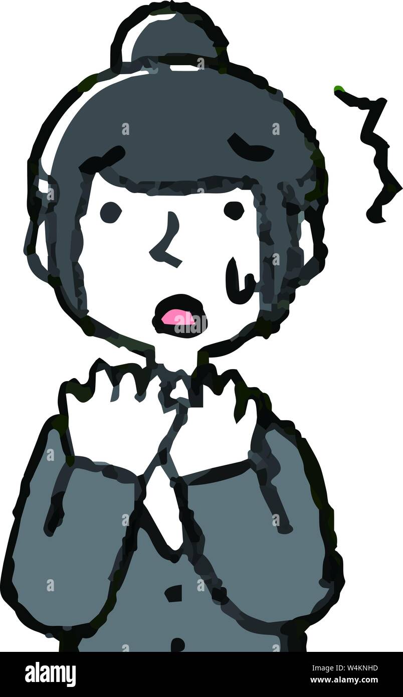 This is a illustration of a job-hunting girl student face and pose ...