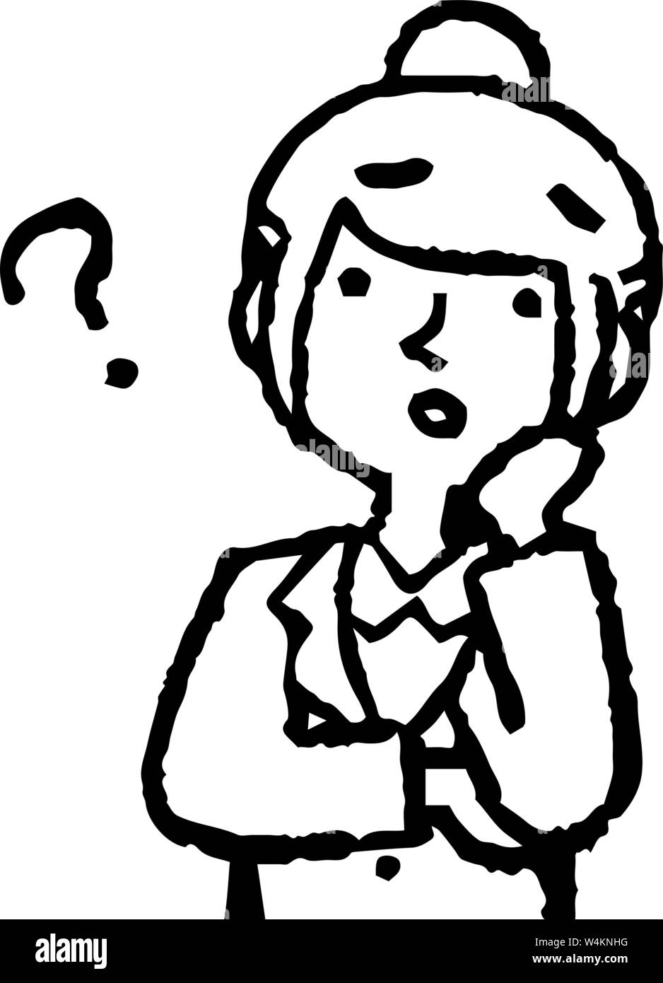 This is a illustration of a job-hunting girl student face and pose ...