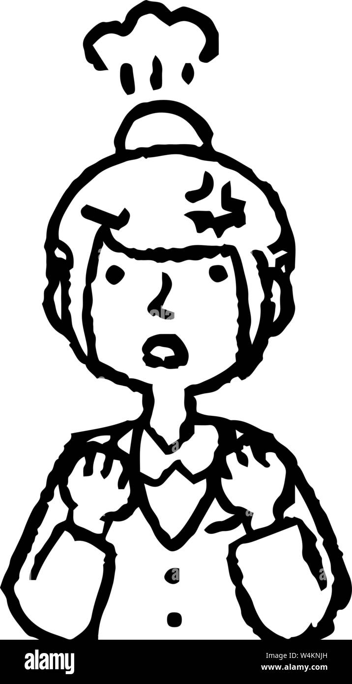 This is a illustration of a job-hunting girl student face and pose ...