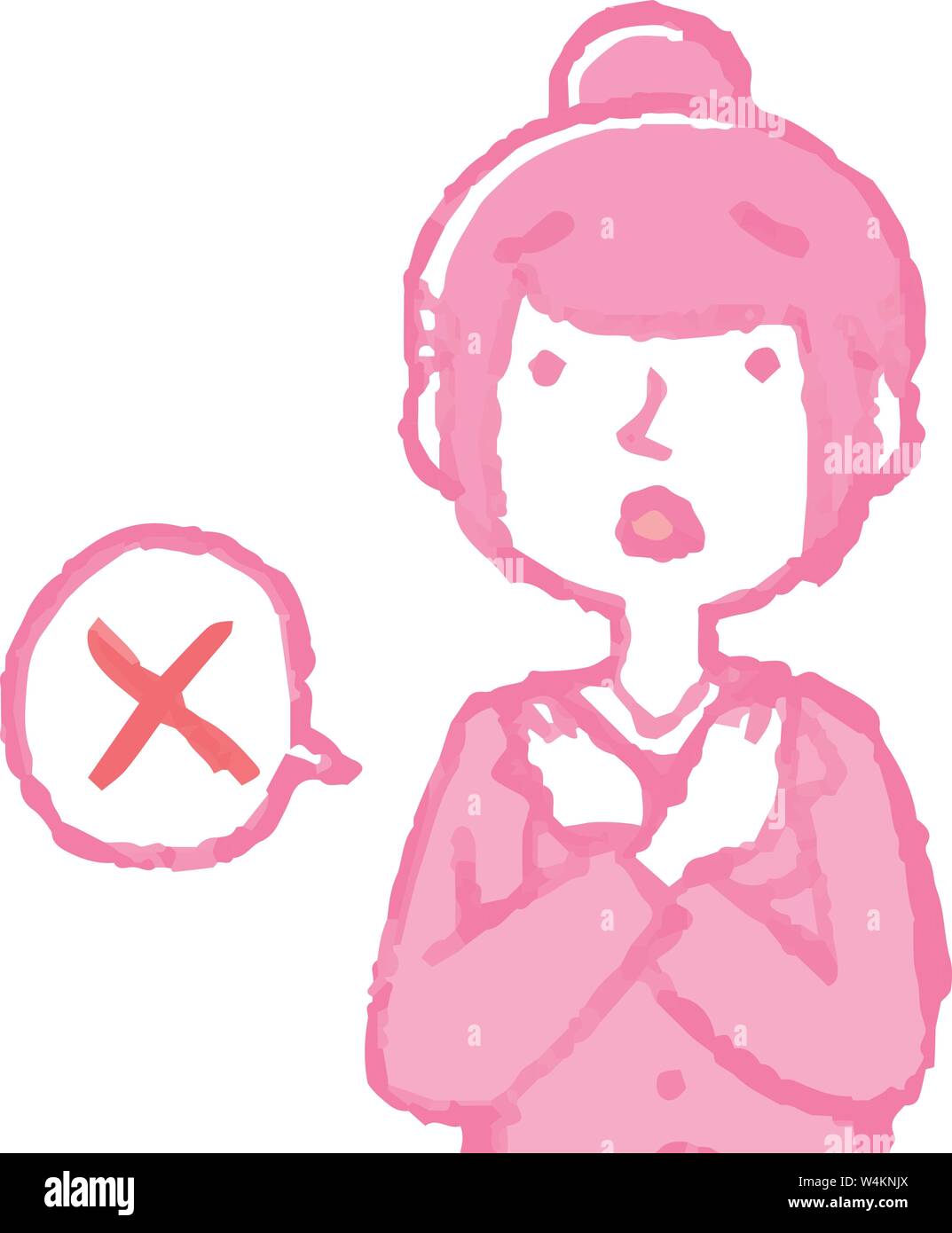 This is a illustration of a job-hunting girl student face and pose ...