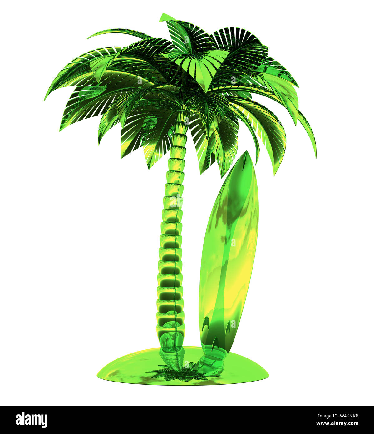 Palm tree surf board surfboard stylized island tropical plant nature ...