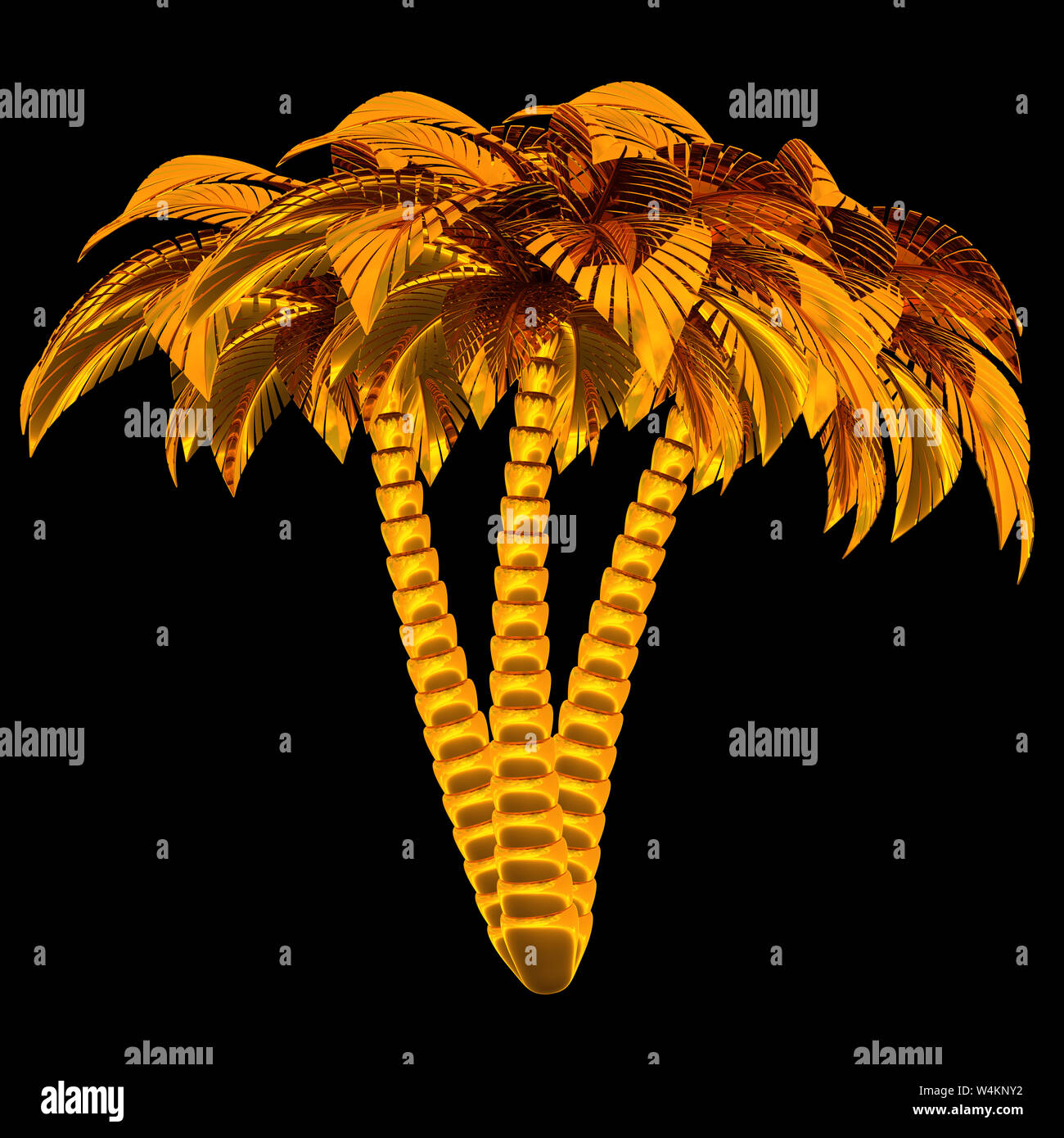 Golden palm trees stylized 3 three tropical plant nature. Exotic ...