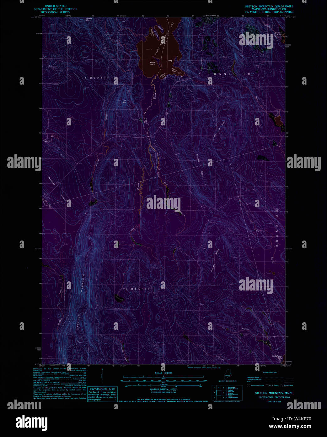 Maine USGS Historical Map Stetson Mountain 103011 1988 24000 Inversion ...