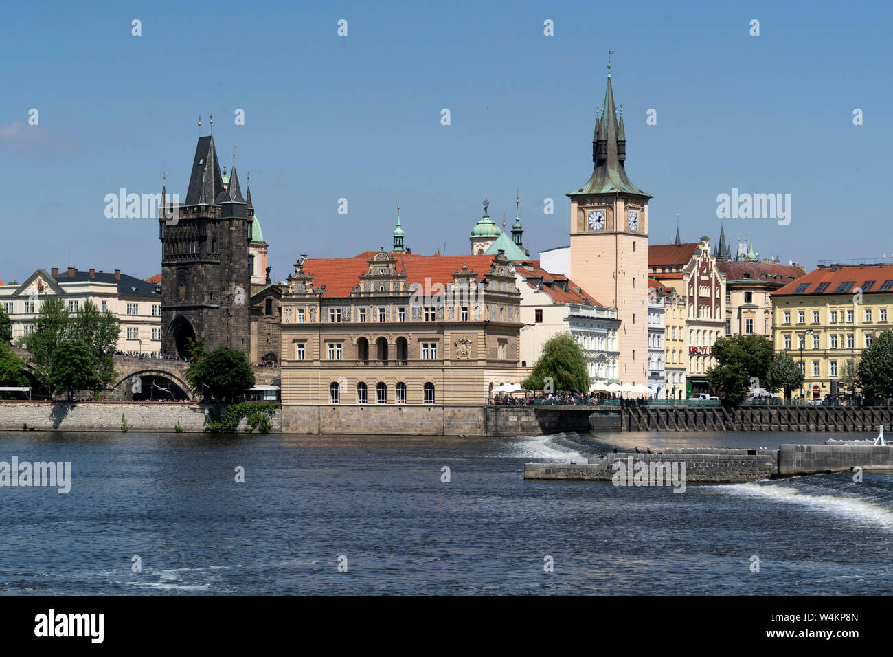 Prague view panorama cityscape from moldova river landscape Stock Photo - Alamy