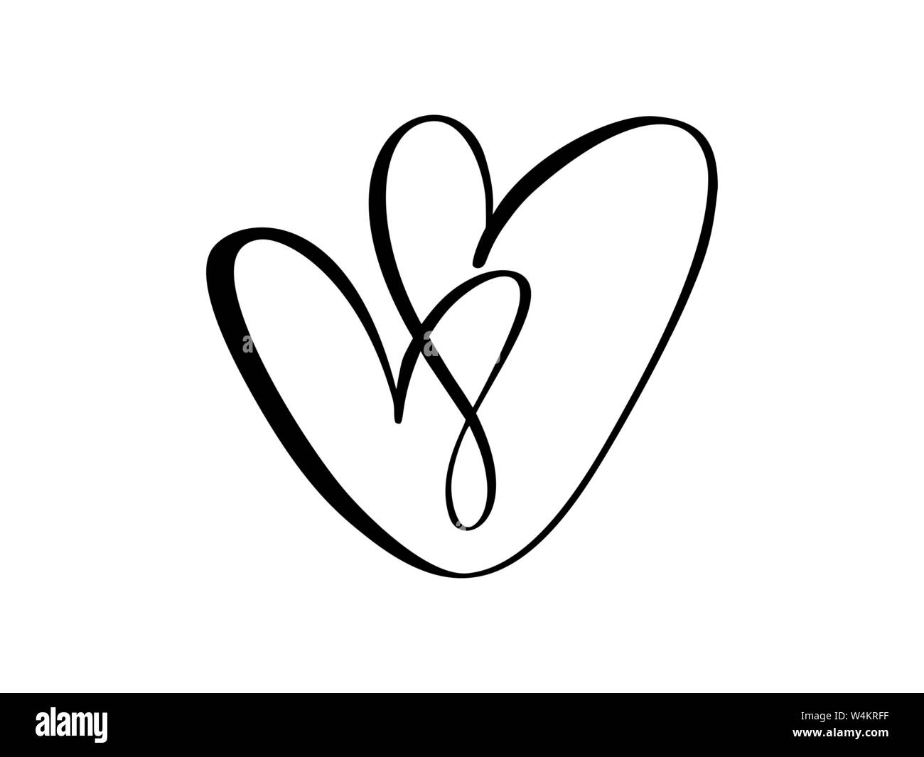Two vector black hearts sign. Icon on white background. Illustration ...