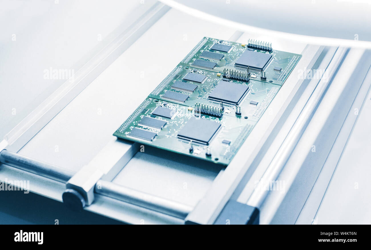 Closeup of a board for computer equipment. Modern technology and ...