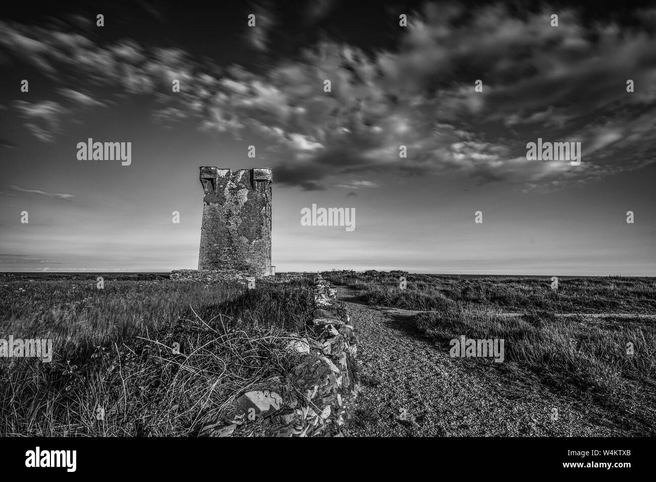 Knockadoon Signal Tower lies on a headland south of the town of Youghal ...