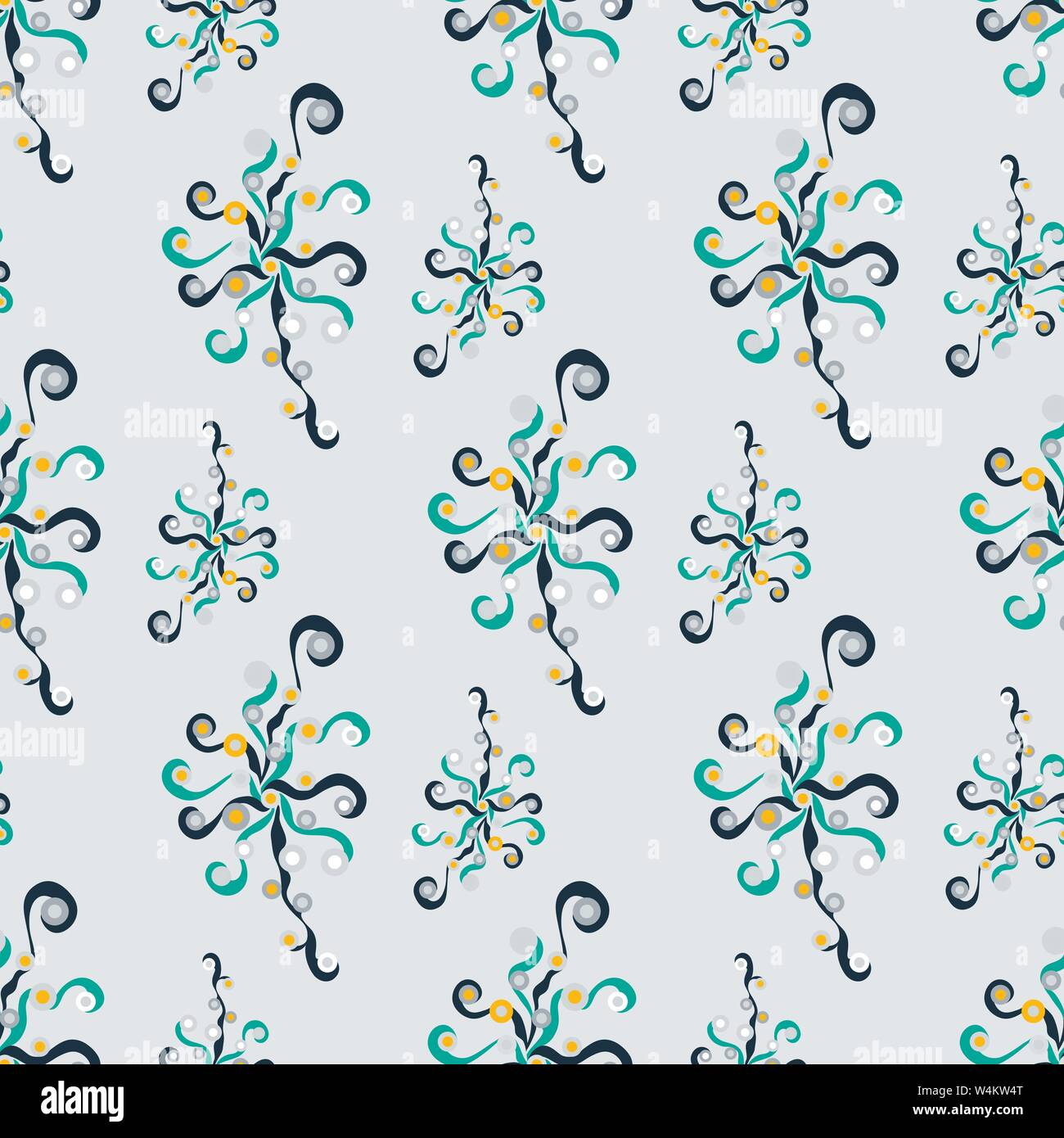 Beautiful abstract flowers on gray background seamless pattern vector ...