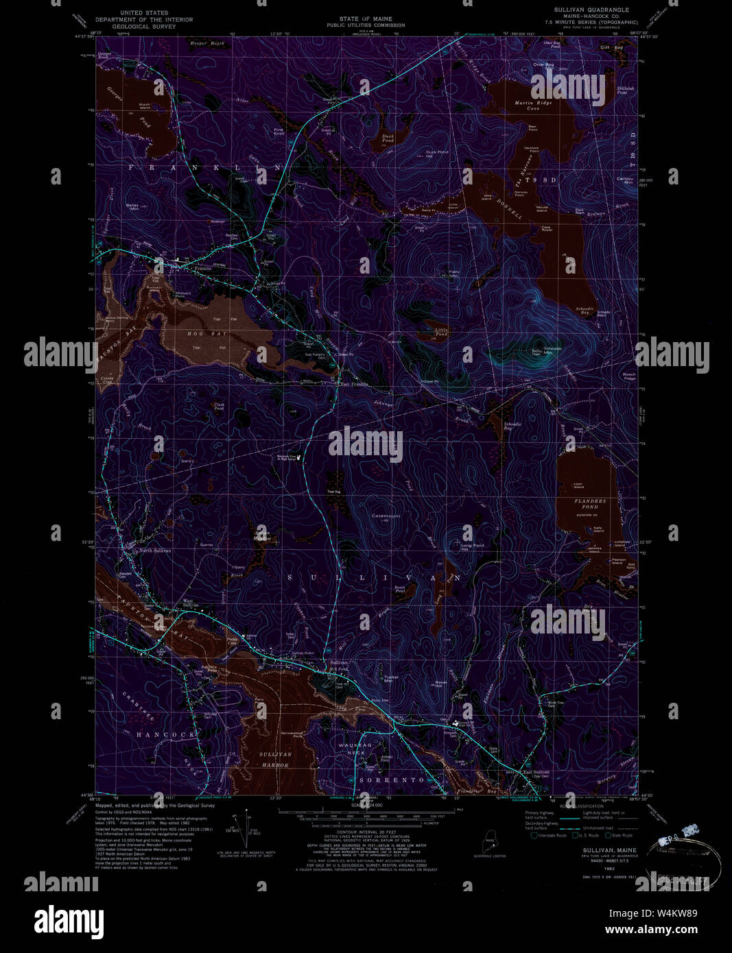 Maine USGS Historical Map Sullivan 460944 1982 24000 Inversion ...