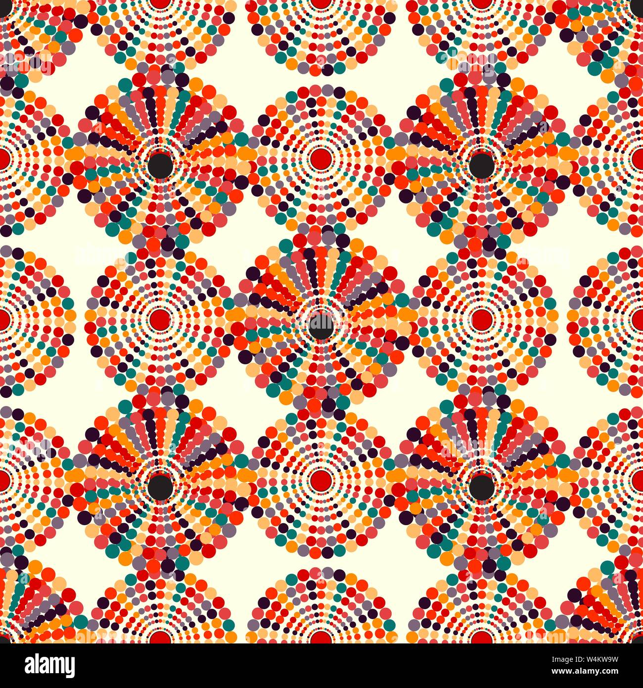 circles in a retro style on a light background seamless pattern vector ...