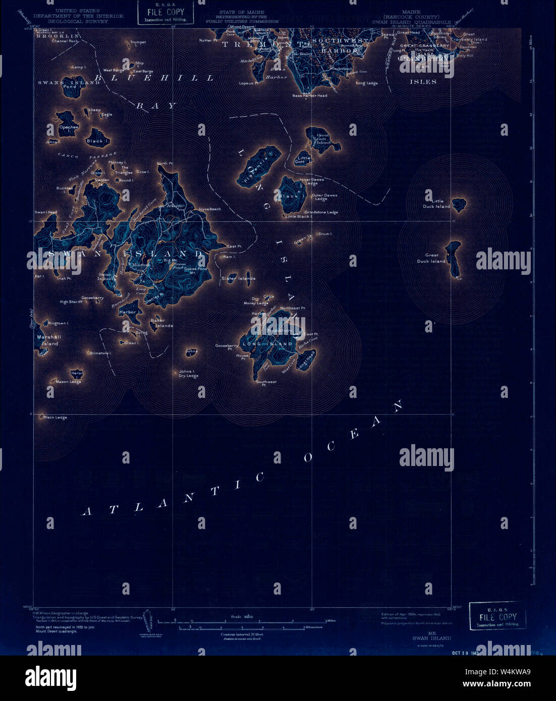 Maine USGS Historical Map Swan Island 460945 1904 62500 Inversion ...