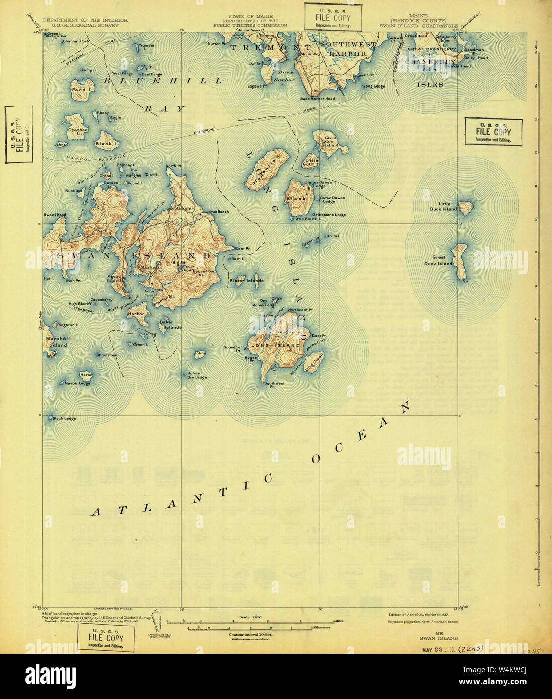 Maine USGS Historical Map Swan Island 807696 1904 62500 Restoration ...