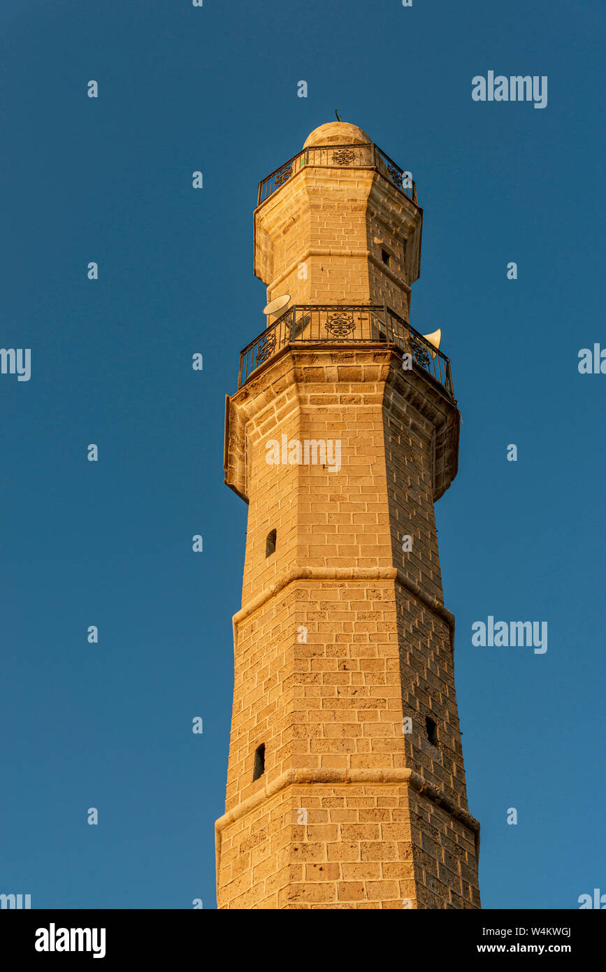 The Mahmoudiya Mosque minaret of Old Jaffa in Tel Aviv, Israel Stock ...