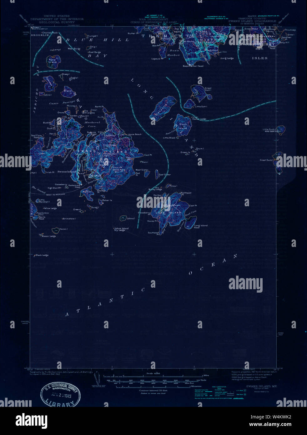 Maine USGS Historical Map Swans Island 460946 1945 62500 Inversion ...