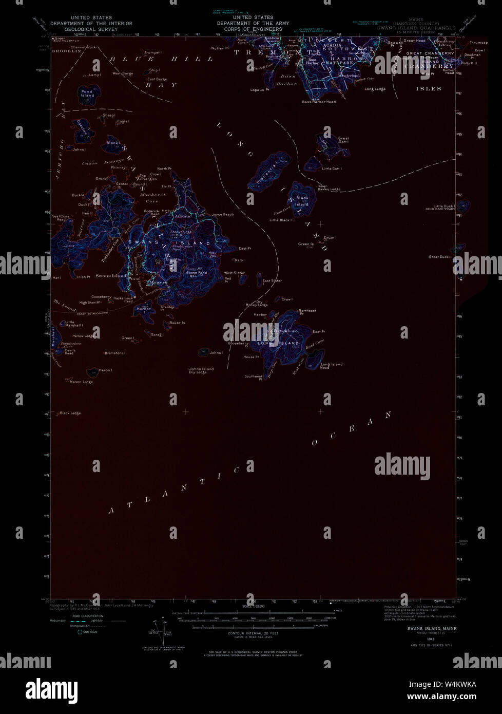 Maine USGS Historical Map Swans Island 460948 1943 62500 Inversion ...