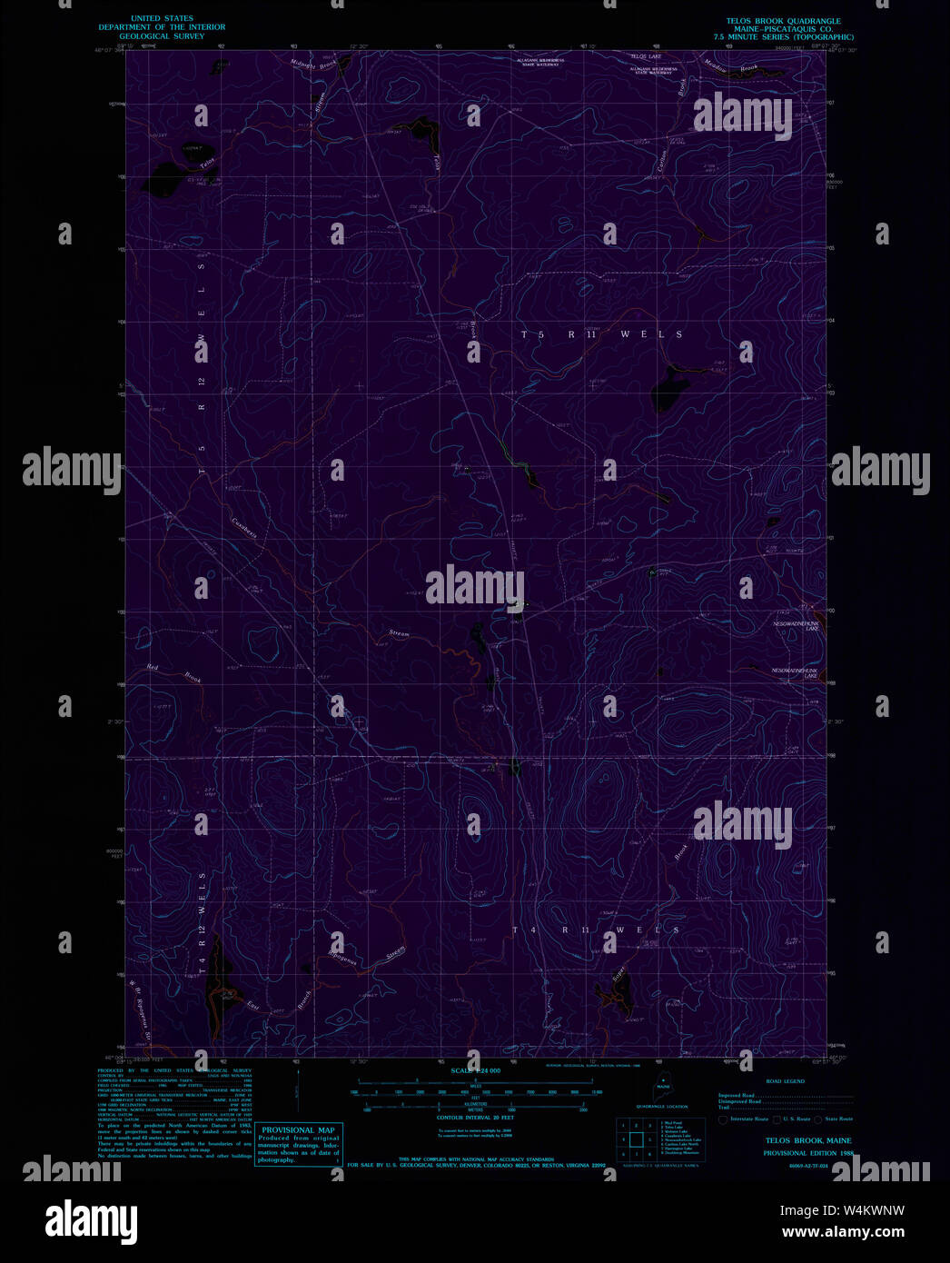Maine USGS Historical Map Telos Brook 103133 1988 24000 Inversion ...