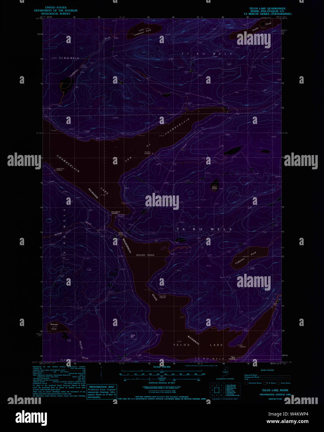 Maine USGS Historical Map Telos Lake 103134 1988 24000 Inversion ...