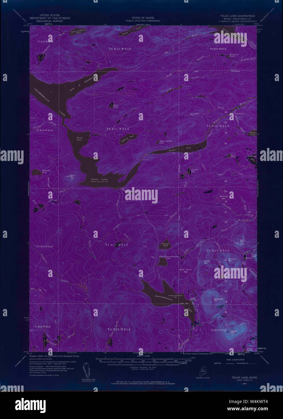 Maine USGS Historical Map Telos Lake 306808 1957 62500 Inversion ...
