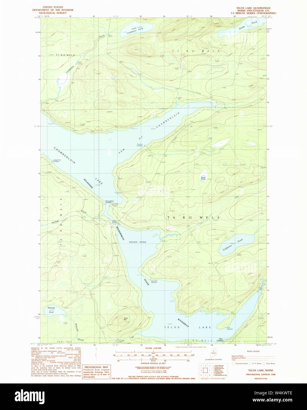Maine USGS Historical Map Telos Lake 103134 1988 24000 Restoration ...