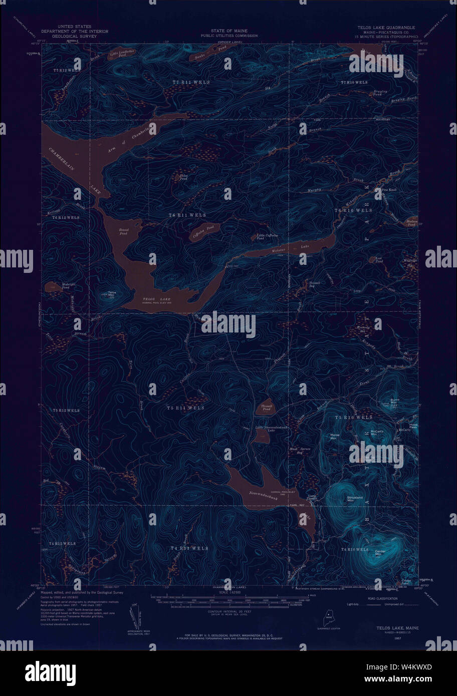 Maine USGS Historical Map Telos Lake 306809 1957 62500 Inversion ...