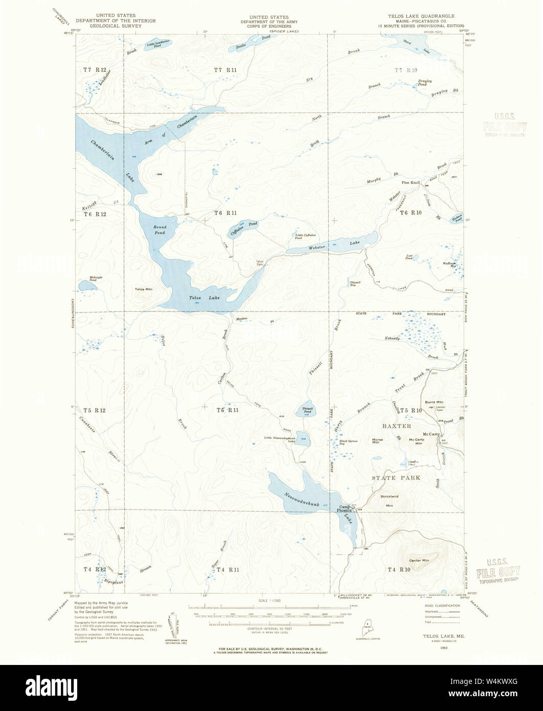 Maine USGS Historical Map Telos Lake 460949 1953 62500 Restoration ...