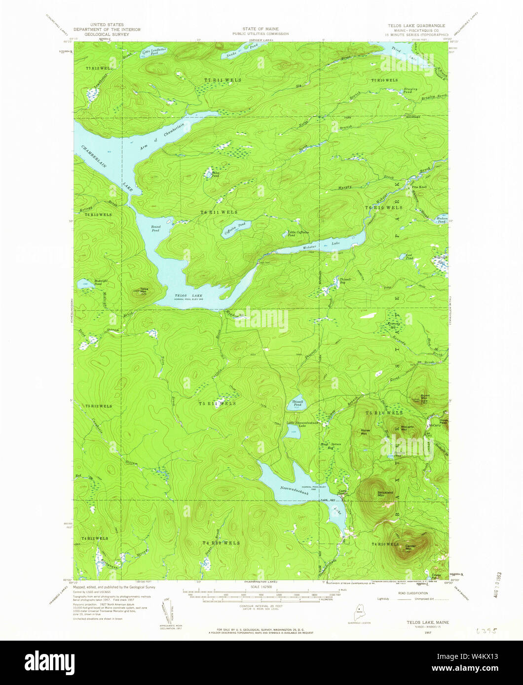 Maine USGS Historical Map Telos Lake 460950 1957 62500 Restoration ...