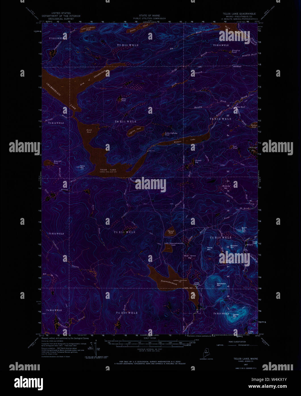 Maine USGS Historical Map Telos Lake 460951 1957 62500 Inversion ...