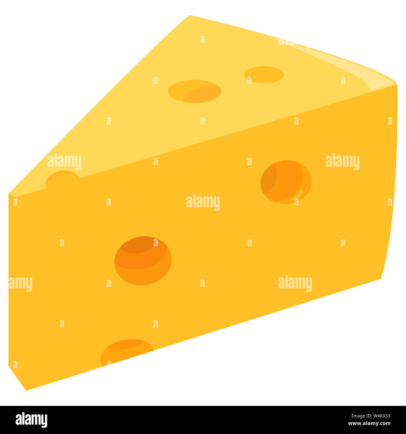 Sliced Swiss cheese. Piece cut out of yellow cheese head. Emmental or ...