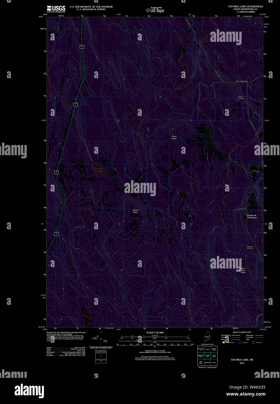 Maine USGS Historical Map Ten Mile Lake 20110829 TM Inversion ...