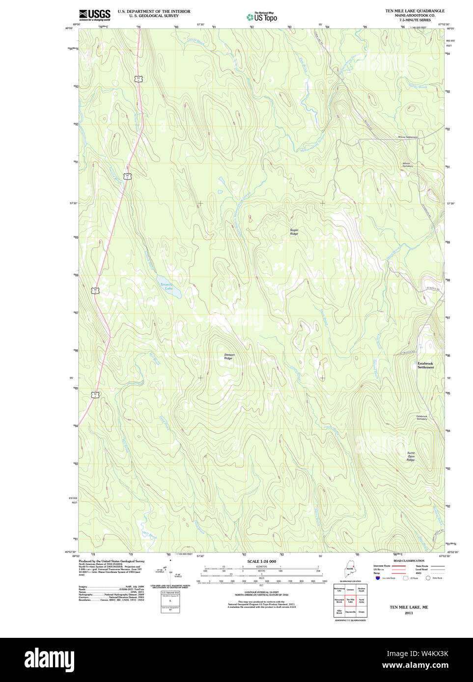 Maine USGS Historical Map Ten Mile Lake 20110829 TM Restoration Stock ...