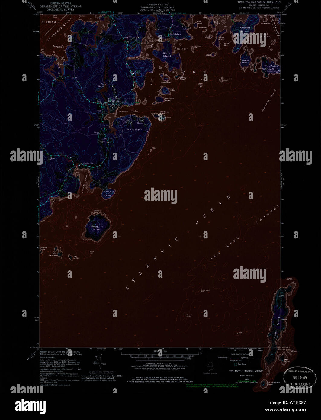 Maine USGS Historical Map Tenants Harbor 460955 1955 24000 Inversion ...