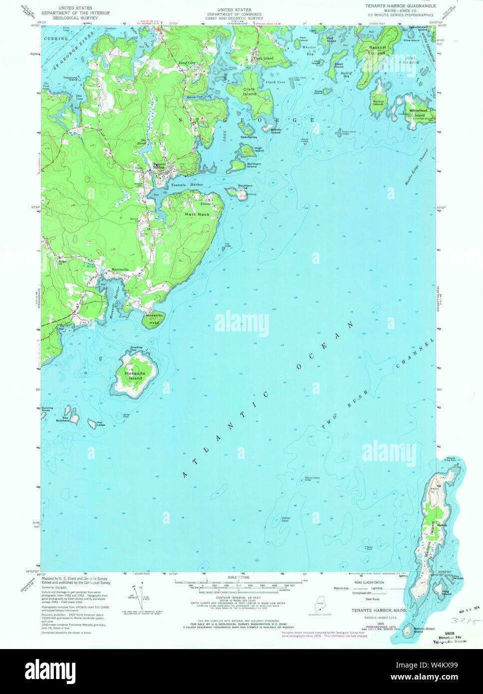 Maine USGS Historical Map Tenants Harbor 807223 1955 24000 Restoration ...