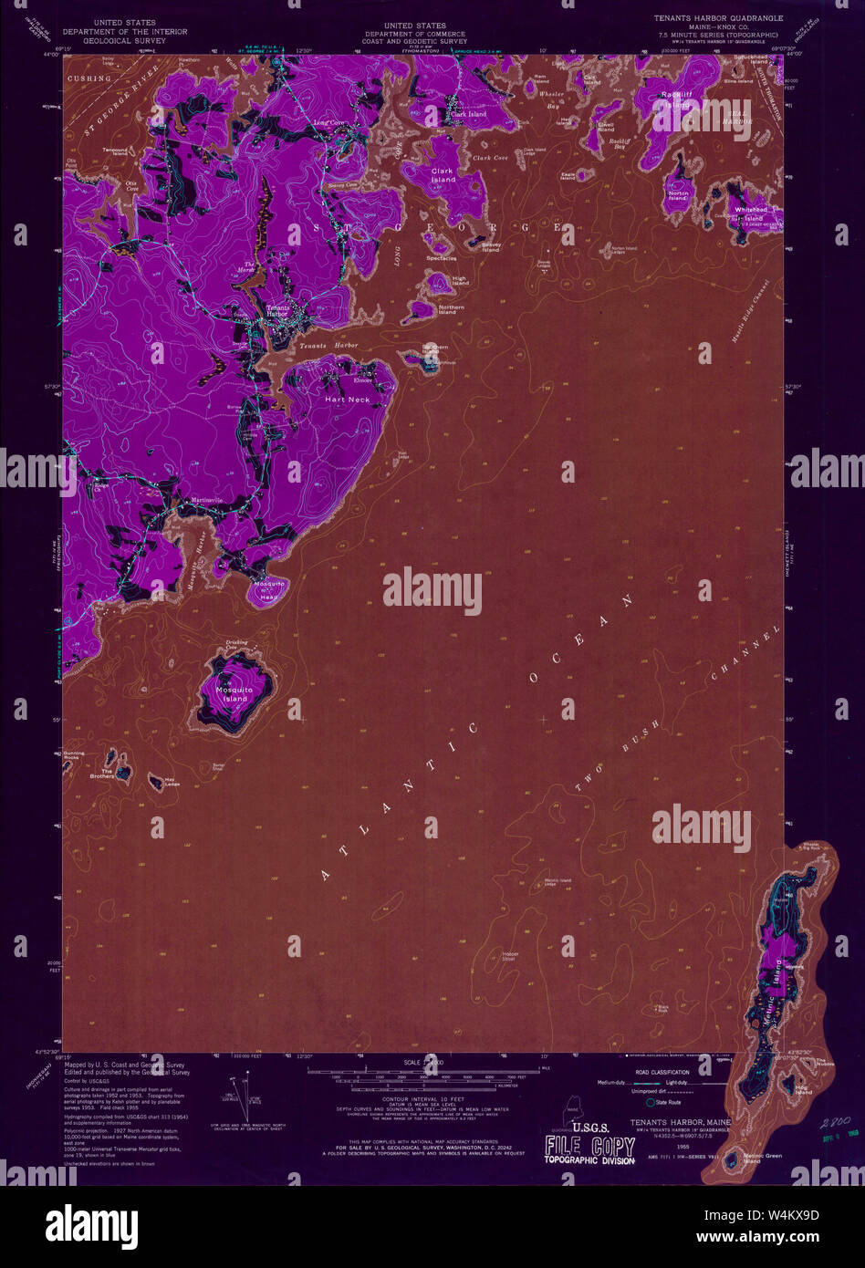 Maine USGS Historical Map Tenants Harbor 807224 1955 24000 Inversion ...