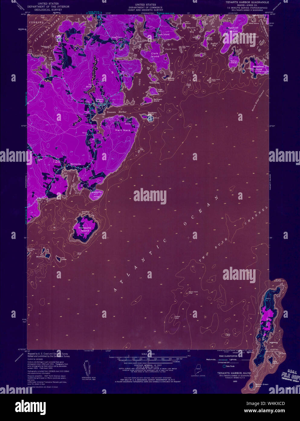 Maine USGS Historical Map Tenants Harbor 807225 1955 24000 Inversion ...