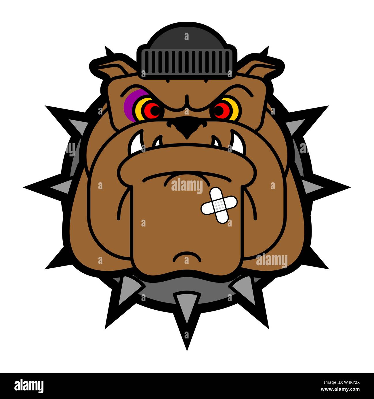 Hooligan dog face. bully bulldog head. ruffian pet. Vector illustration ...