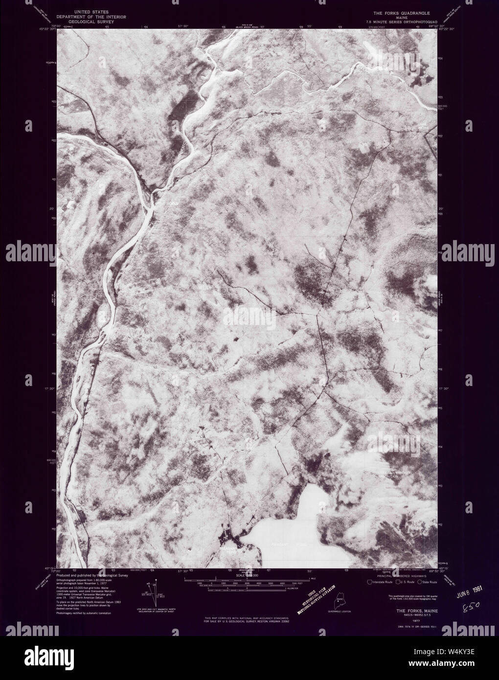 Maine USGS Historical Map The Forks 807226 1977 24000 Inversion ...