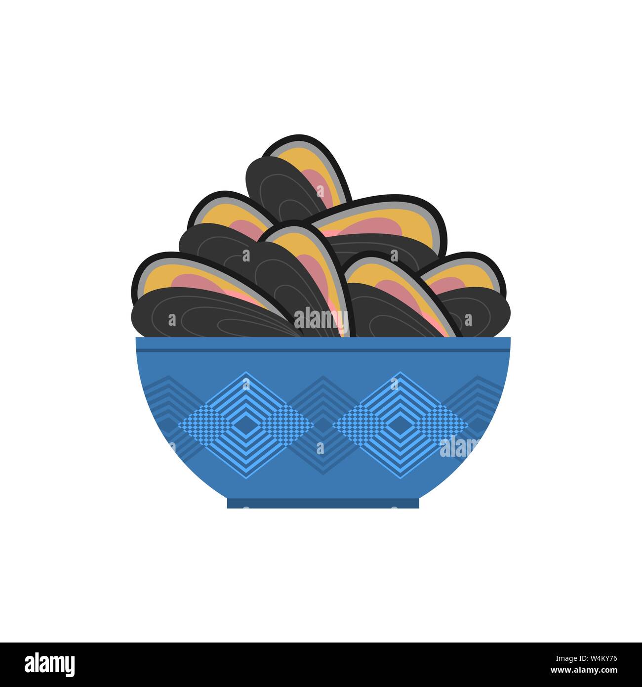 Clam soup isolated. Seafood japanese. shell bowl vector illustration ...