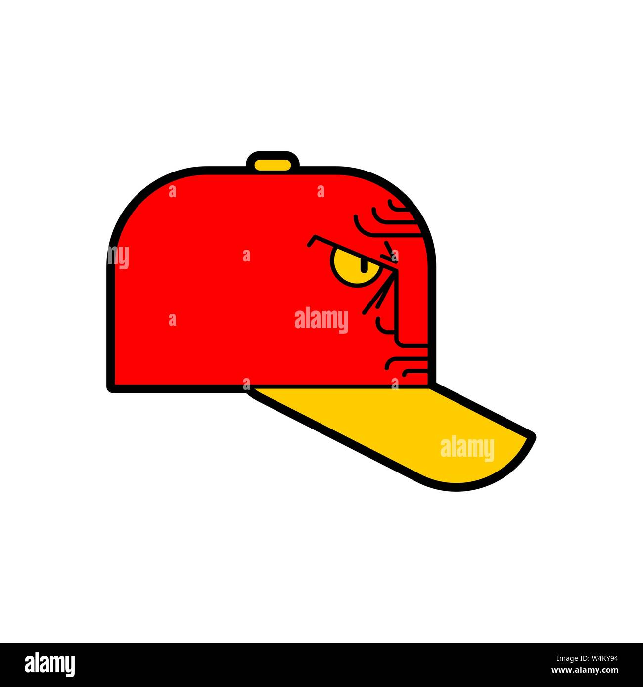 Cap angry. evil Baseball cap. vector illustration Stock Vector Image ...