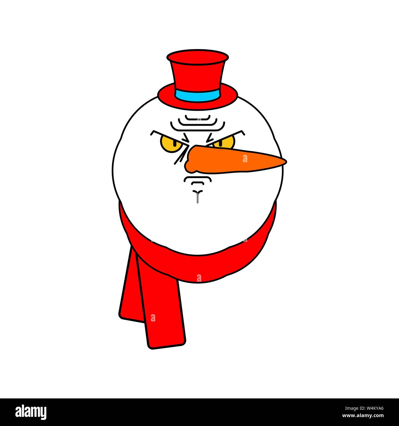 Angry snowman. Evil Santa Claus helper. ruffian New Year. Christmas ...