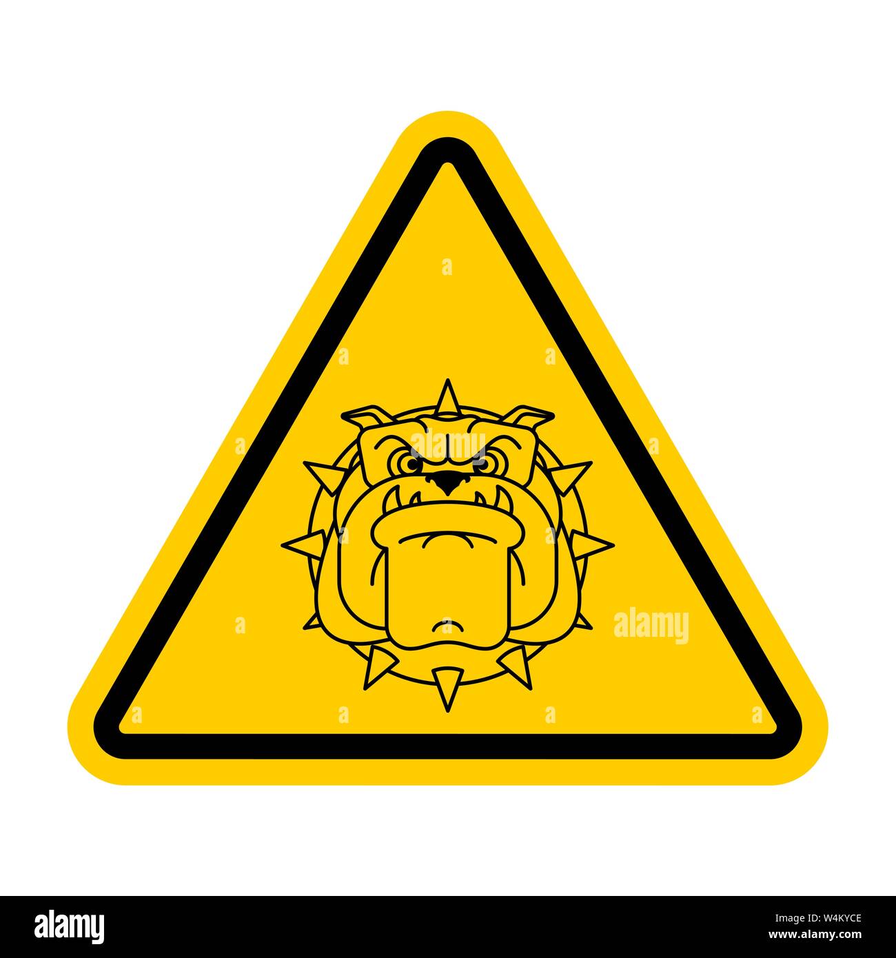 Attention angry dog. Warning yellow road sign. Caution guard dog Stock ...