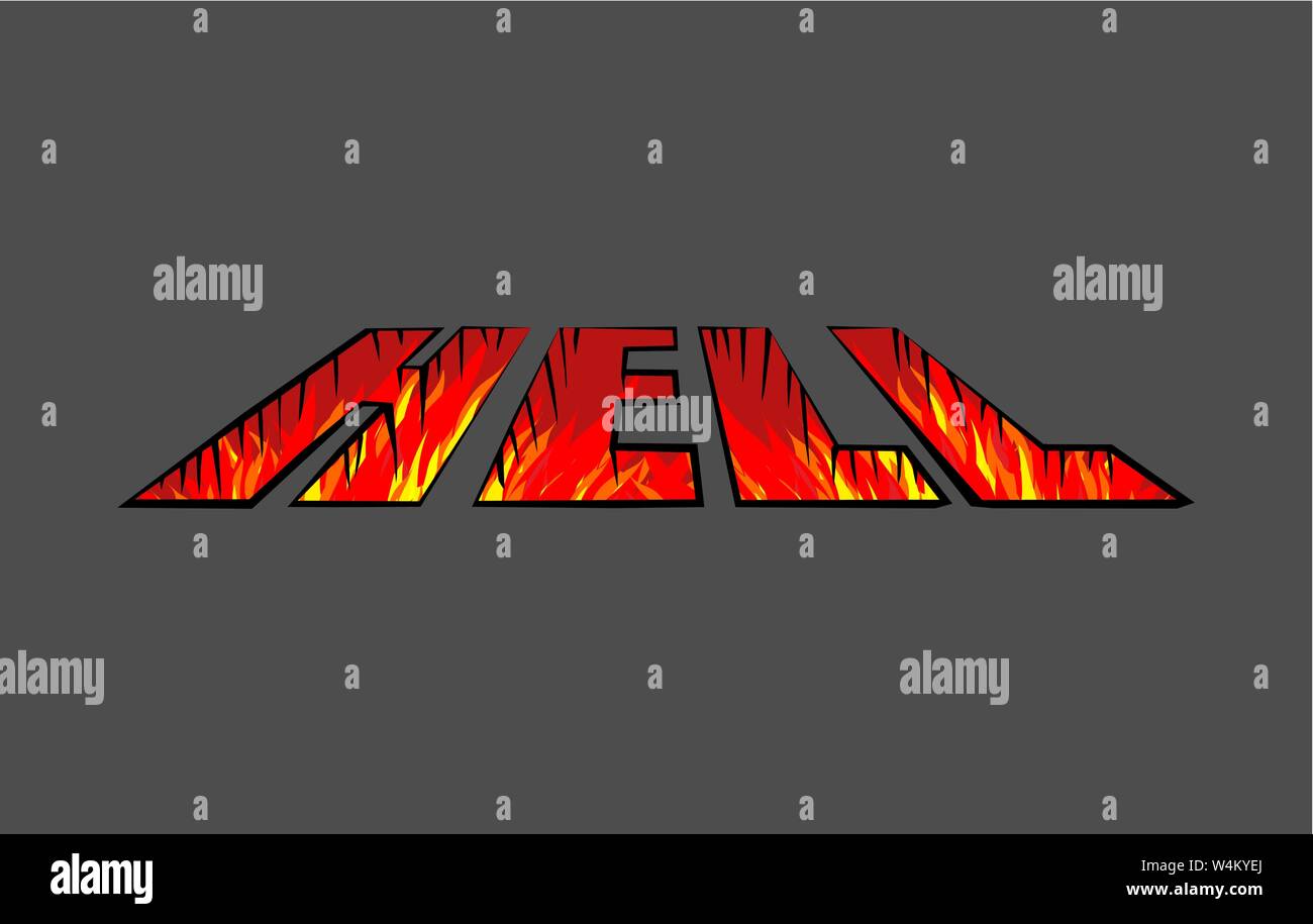 Pit to hell in shape of letter. Fire Rift. Hole in purgatory Stock ...