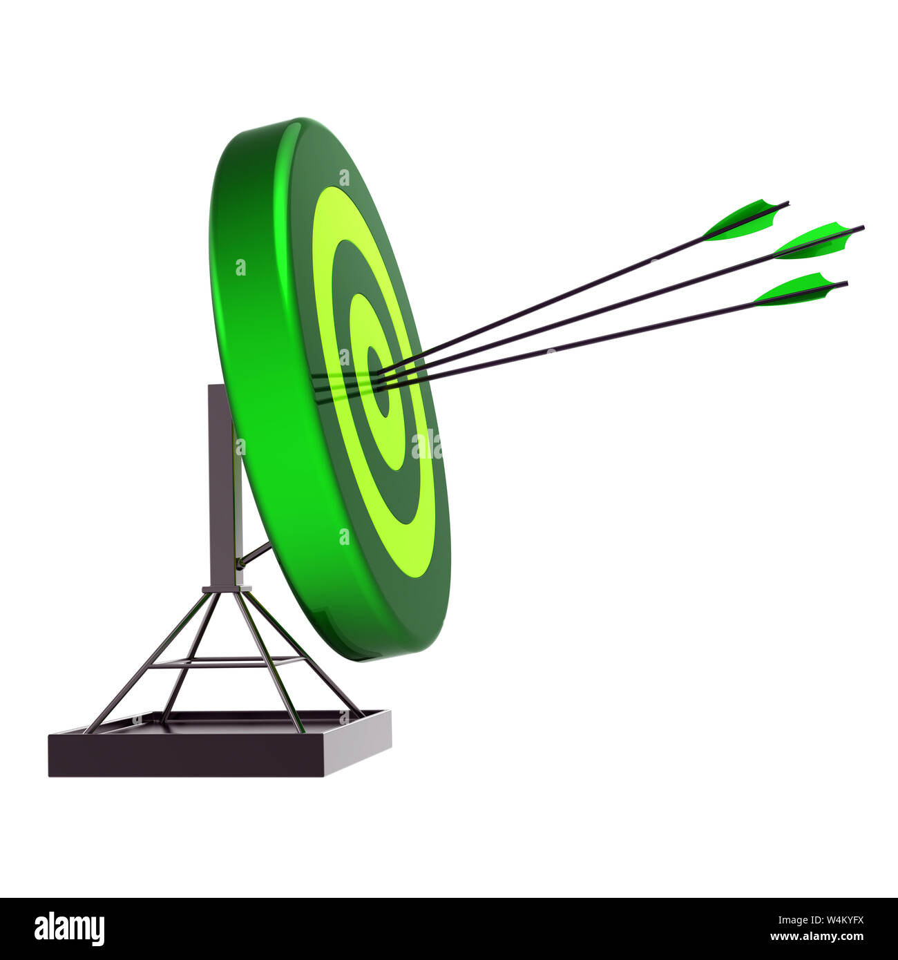 Fortune target hit by three arrows, success archery shooting green icon ...