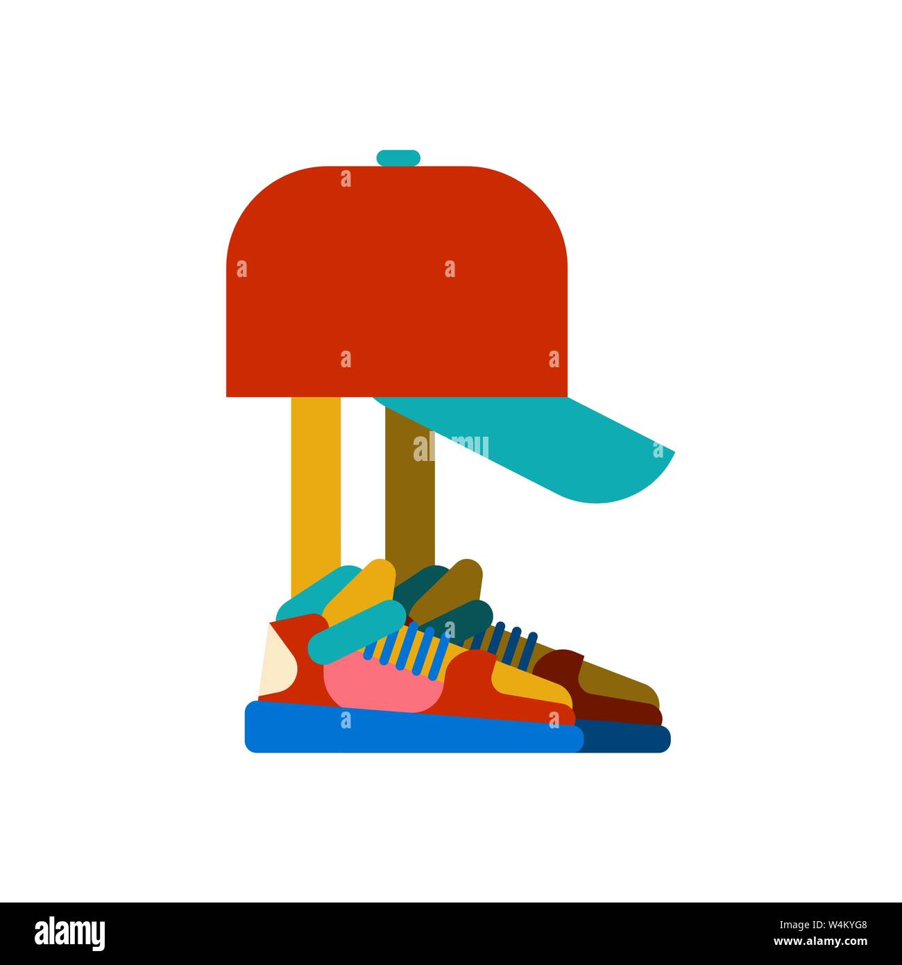 Cap in sneakers. Baseball cap with legs. urban street style Stock ...