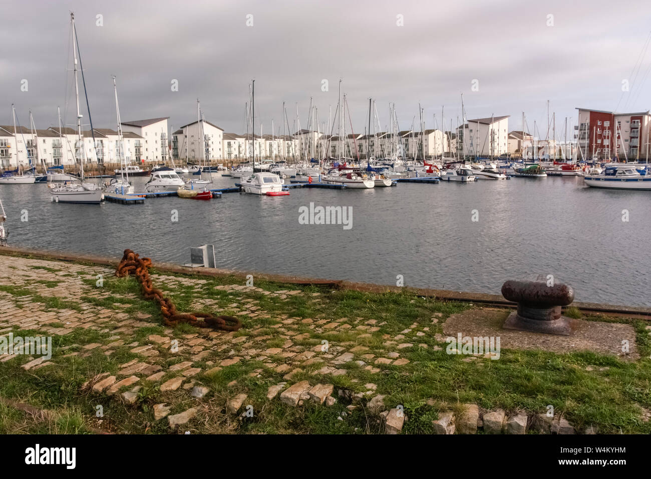 Irvine Harbour with boats and yachts in it Stock Photo - Alamy