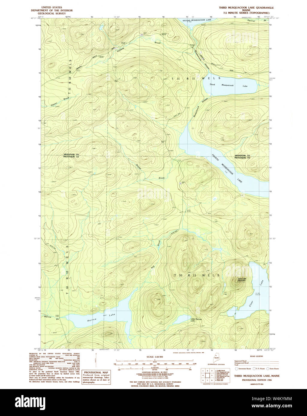 Maine USGS Historical Map Third Musquacook Lake 103028 1986 24000 ...