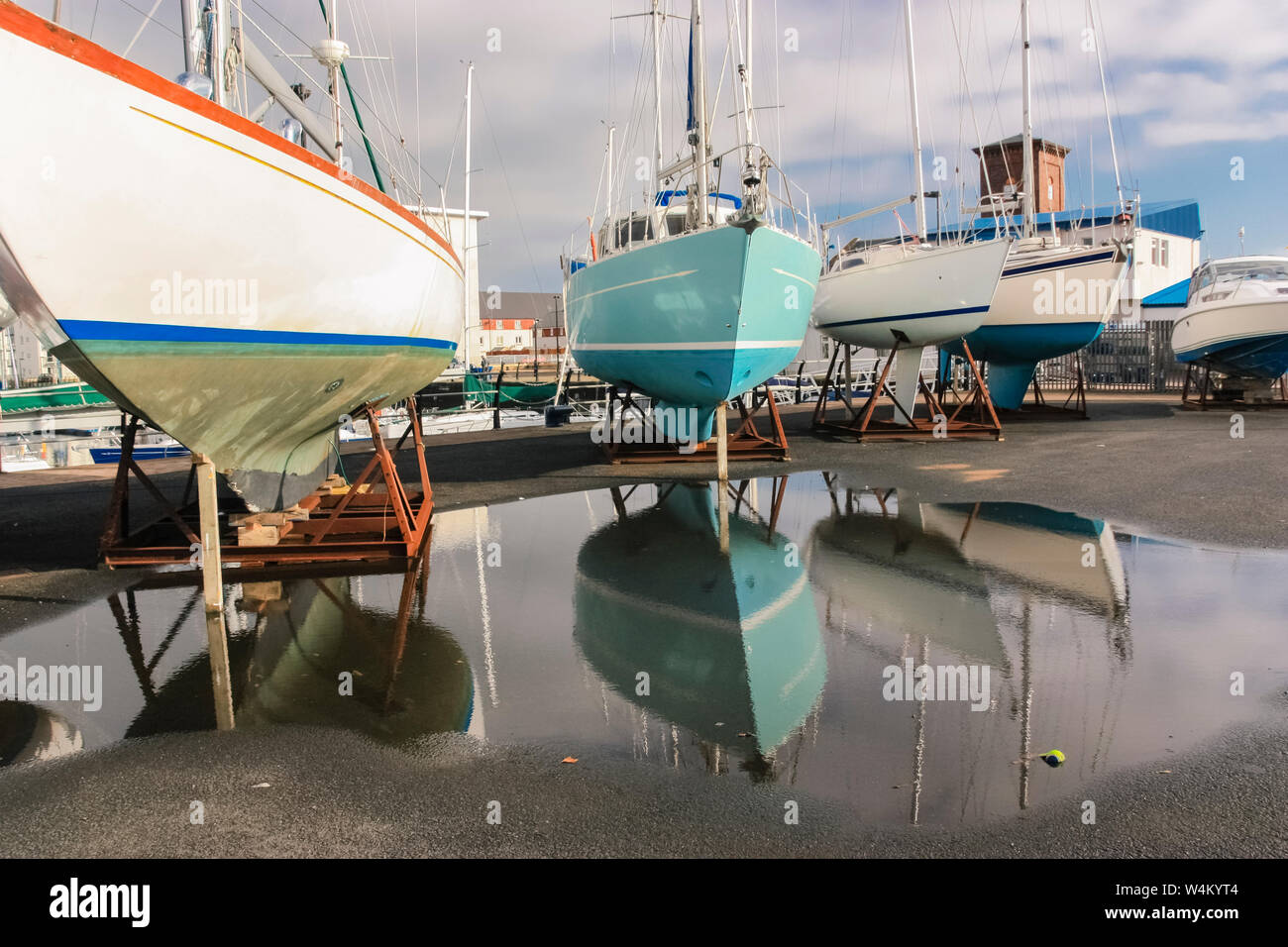 Irvine Harbour with boats and yachts in it Stock Photo - Alamy